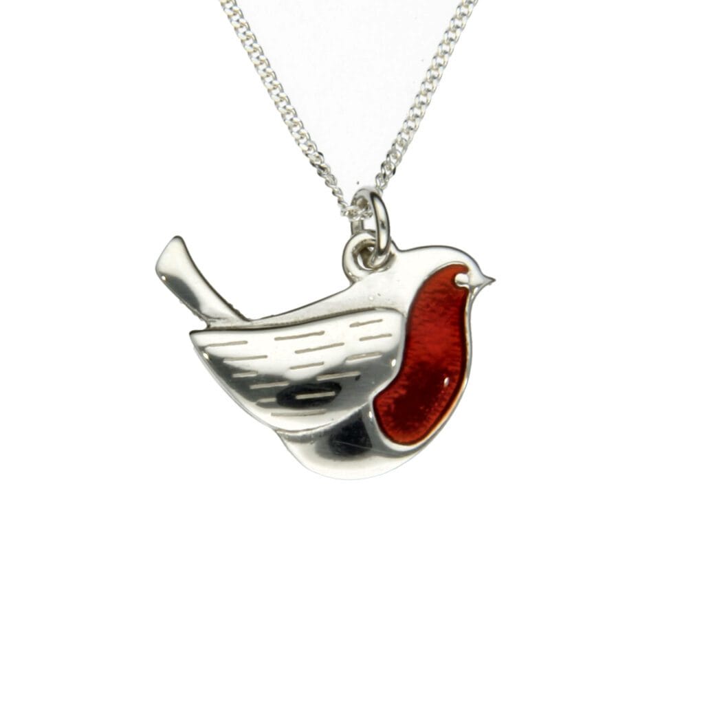 Silver robin pendant - St Justin