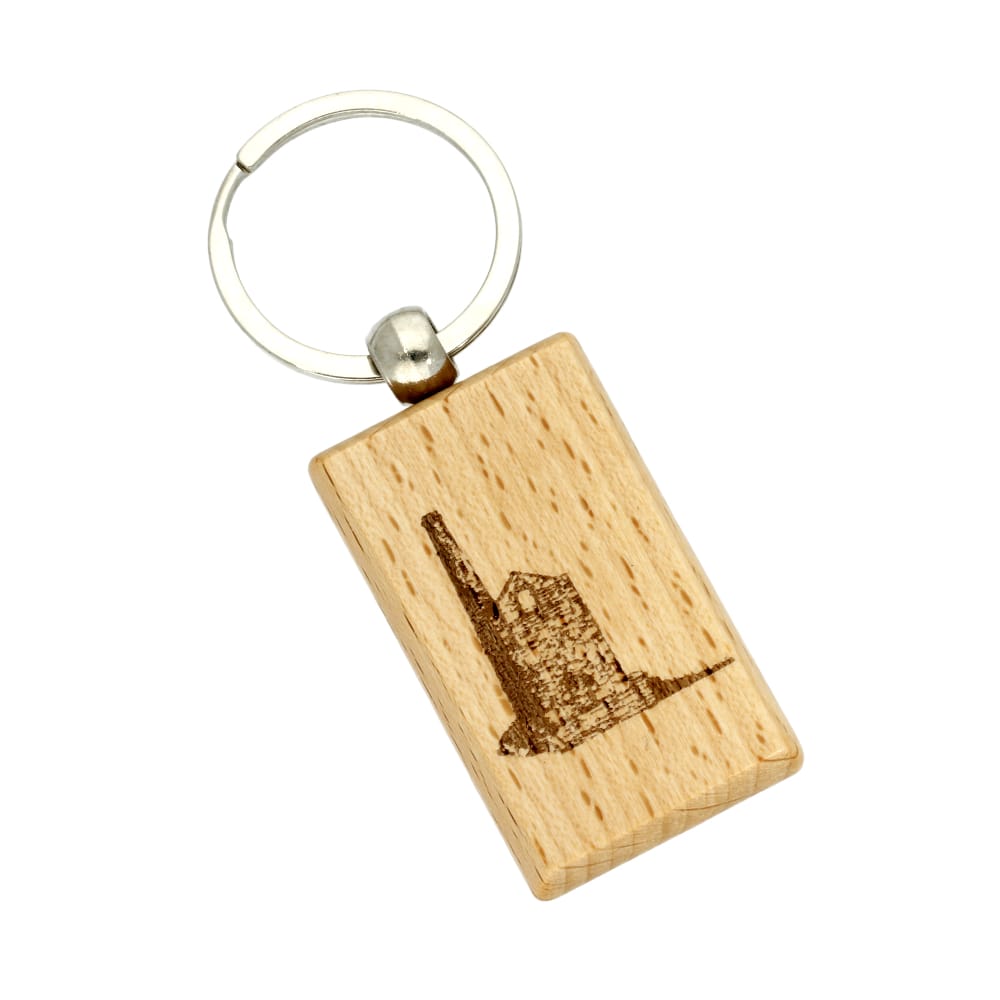 Wooden engine house keyring - St Justin